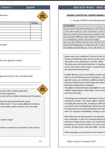 AQA GCSE Music- NEW Area of Study 2 QUEEN | Teaching Resources