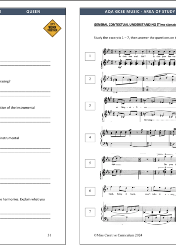 AQA GCSE Music- NEW Area of Study 2 QUEEN | Teaching Resources