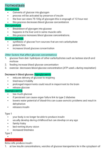 A level biology homeostasis- regulation of glucose | Teaching Resources