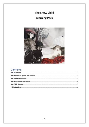 6. 'The Snow Child' Learning Pack for A Level English Literature ...