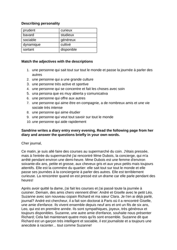 French adjectives to describe personality/ appearance | Teaching Resources