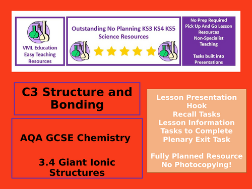 AQA GCSE 3.4 Chemistry Giant Ionic Structures Full Lesson Presentation ...