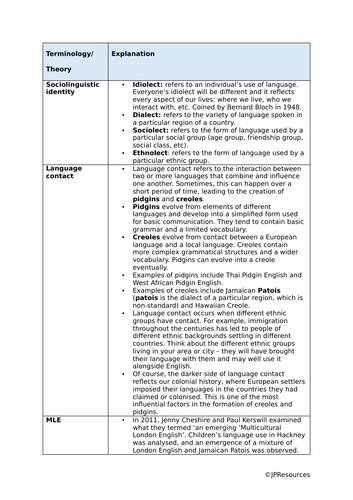 Language and Ethnicity A Level Unit | Teaching Resources