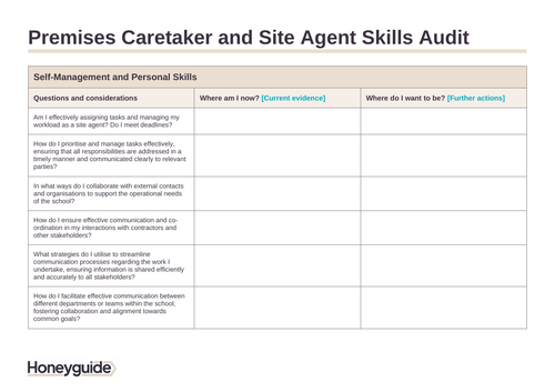 Premises Caretaker and Site Agent Skills Audit | Teaching Resources