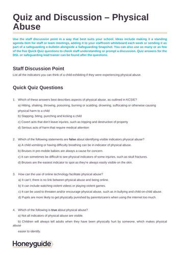 Physical Abuse Staff Training Pack | Teaching Resources