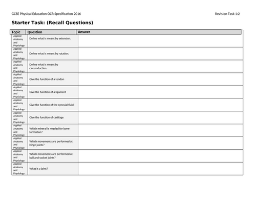 GCSE PE [OCR] – Paper 1 & 2 – Year 11 Examination Revision | Teaching ...