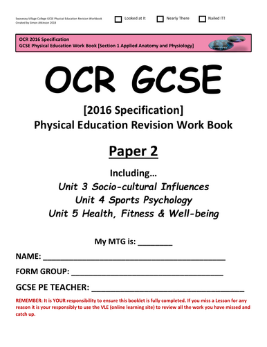 GCSE PE [OCR] – Paper 1 & 2 – Year 11 Examination Revision | Teaching ...