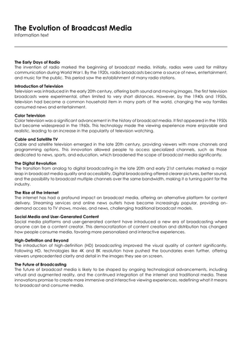 The Evolution of Broadcast Media | Teaching Resources