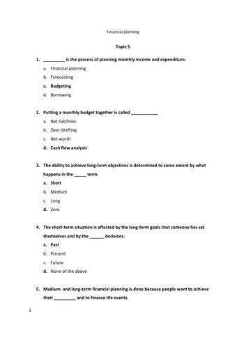 LIBF Unit 2 - Multiple Choice Questions With Answers | Teaching Resources
