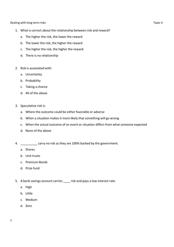 LIBF Unit 2 - Multiple Choice Questions With Answers | Teaching Resources