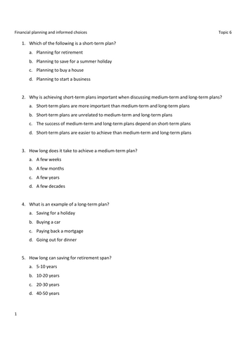 LIBF Unit 2 - Multiple Choice Questions With Answers | Teaching Resources