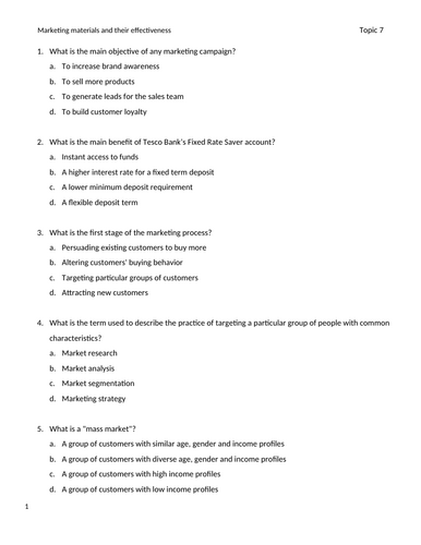 Unit 4 - Multiple Choice Tests | Teaching Resources