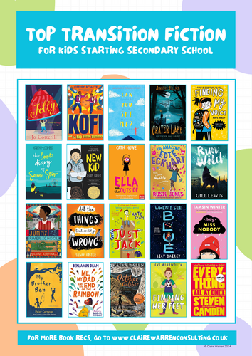 Top Transition Fiction for Kids Starting Secondary School A3 Colour ...