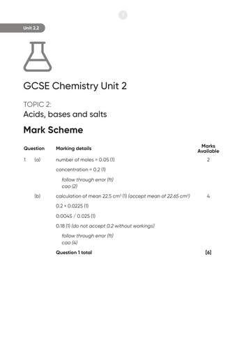 WJEC GCSE Chemistry Unit 2.2 Acids, bases and salts — Question booklet ...
