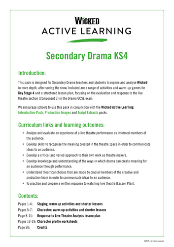 Wicked the Musical - OCR DRAMA Section B - Live Theatre Evaluation ...