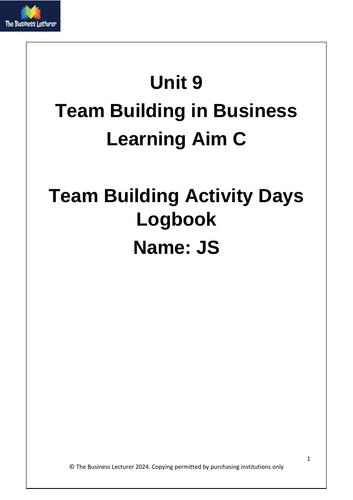 Unit 9: Team Building - Assignment 1 and 2 (Distinction Examples) | Teaching Resources