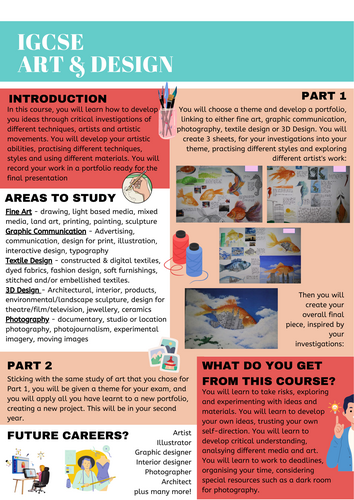 IGCSE Art & Design student course poster | Teaching Resources