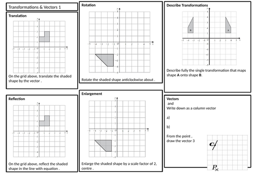 GCSE Foundation Maths Revision Sheet - Transformations & Vectors ...