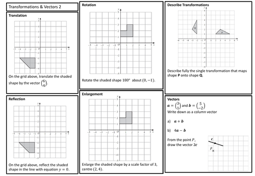 GCSE Foundation Maths Revision Sheet - Transformations & Vectors ...