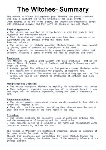 Macbeth: The Witches revision notes | Teaching Resources