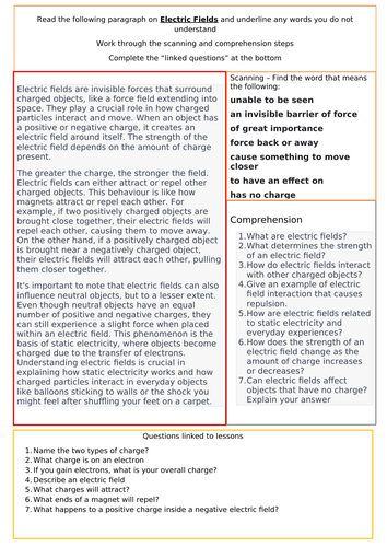 KS3 Electricity (Fields and Magnetism) Topic | Teaching Resources