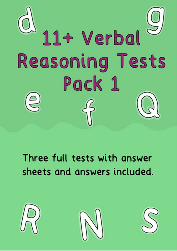11+ Verbal Reasoning Tests Pack 1 (3 full tests) | Teaching Resources