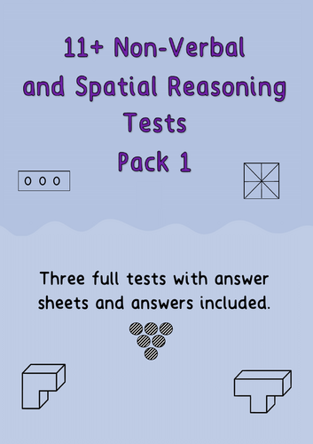11+ Non-Verbal and Spatial Reasoning Tests Pack 1 (3 full tests ...