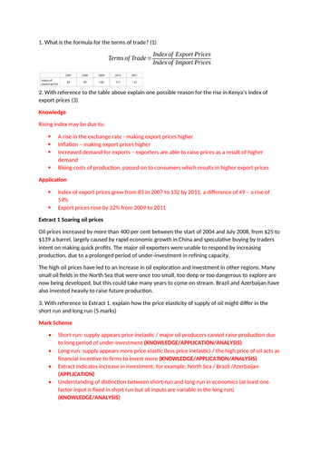 A Level Economics - Terms of Trade | Teaching Resources