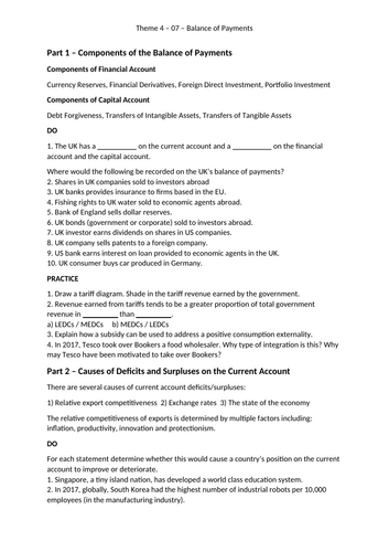 A Level Economics - Balance of Payments | Teaching Resources