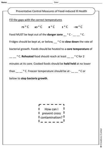 Preventative Control Measures of Food-Induced Ill Health | Teaching ...