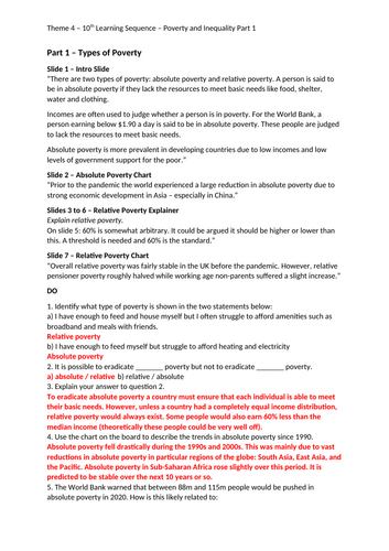 A Level Economics - Poverty and Inequality | Teaching Resources