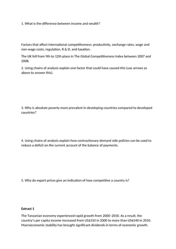 A Level Economics - Poverty and Inequality | Teaching Resources