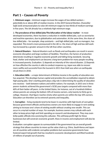 A Level Economics - Poverty and Inequality | Teaching Resources