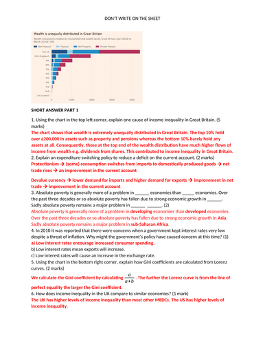 A Level Economics - Poverty and Inequality | Teaching Resources