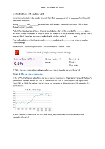 A Level Economics - Role of Financial Markets | Teaching Resources