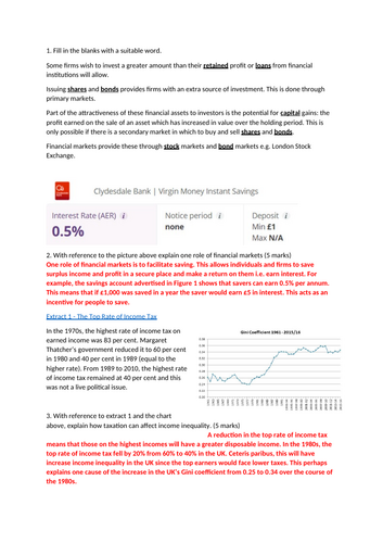 A Level Economics - Role of Financial Markets | Teaching Resources