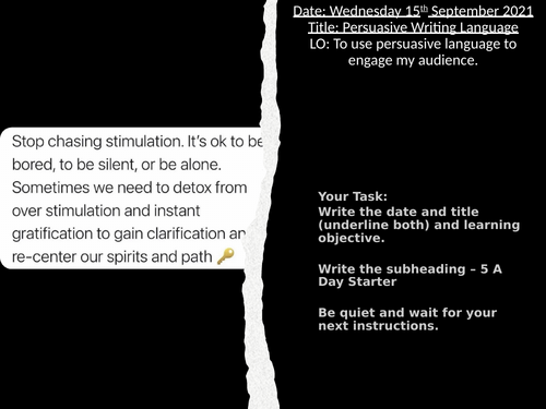 Persuasive Writing SOW Paper 2 Section B | Teaching Resources