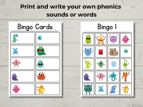 Phonics assessment - 1 Phonics Alien Bingo Game for up to 8 players ...