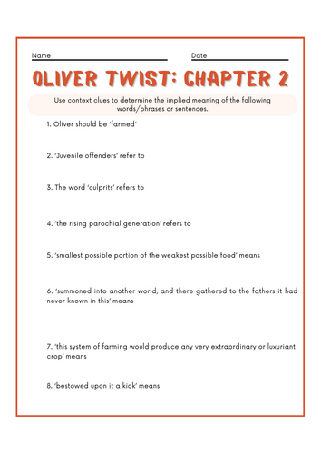 Oliver Twist: Implicit Meanings | Worksheet | Teaching Resources