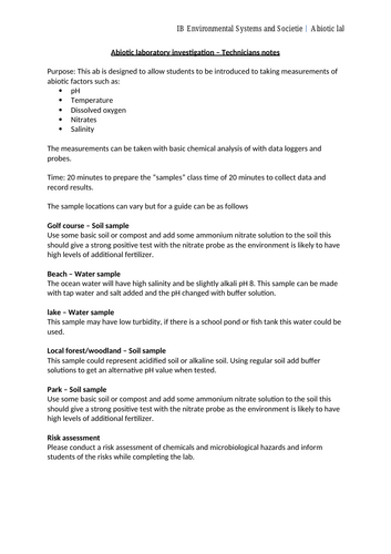 ESS Ecology Unit – Subtopic 2.1 (Standard Level) Individuals ...