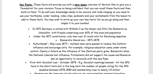 Quest for Political Stability: Germany 1871-1991, Section One Revision ...