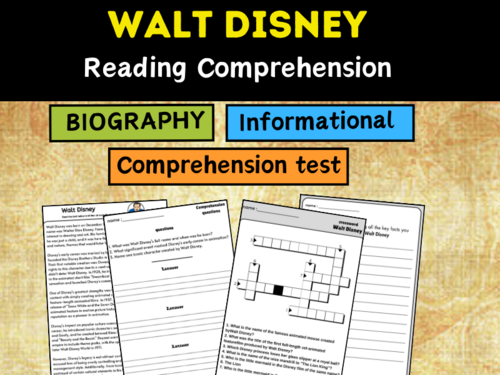 Walt Disney biography , reading comprehension , information text ...