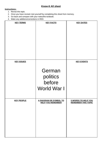 Revision activity - Germany 1890-1945 | Teaching Resources