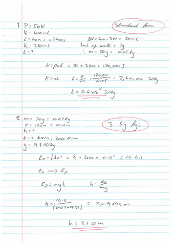 Multi-Step Calculations - Physics AQA GCSE - Paper 1 - Worksheet 2 ...