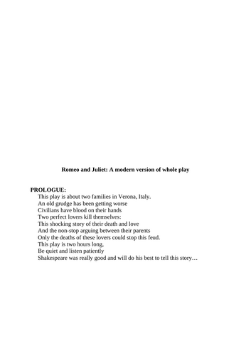 Romeo and Juliet modern script | Teaching Resources