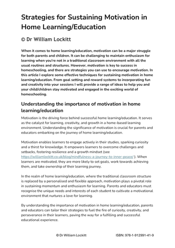 Strategies for Sustaining Motivation in Home Learning/Education ...
