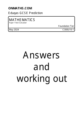 Eduqas Summer 2024 Maths GCSE Paper 1 Foundation Predicted Paper ...