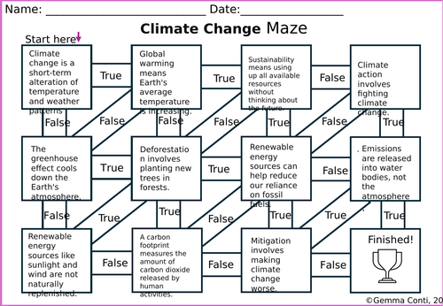 Climate Change/ Global Warming Maze Worksheet | Teaching Resources