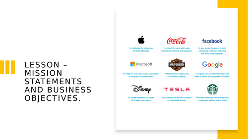 AQA Business A Level - Mission and Objectives Lesson with Activities ...