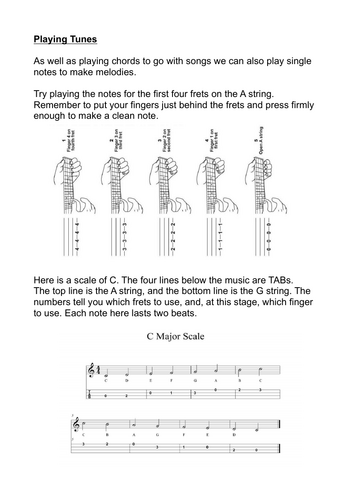 Beginner Ukulele resource sheets. | Teaching Resources